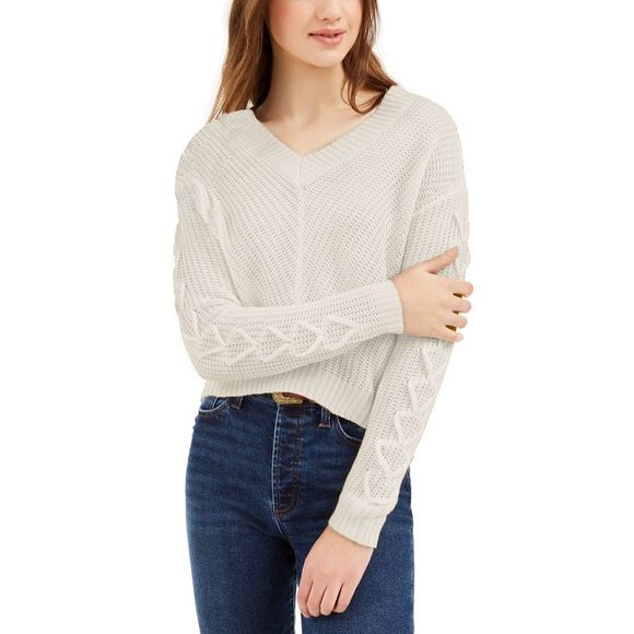 Almost Famous | Sweaters | Almost Famous Juniors Laceup Sweater White ...